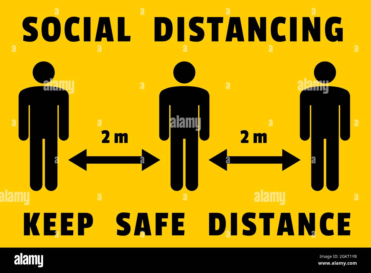 Social distancing vector sign. Keep safe distance. Yellow and black ...