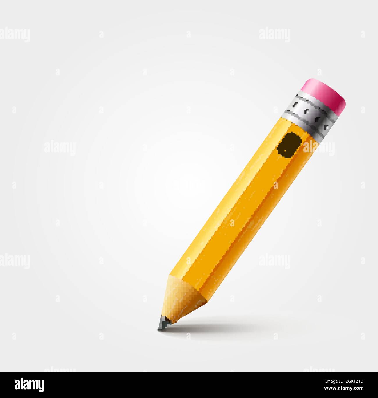 Vector short yellow pencil, Realistic pencil isolated cartoon with ...