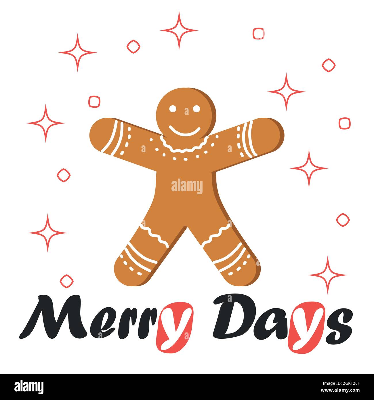 Christmas and New Year's minimal simple postcard with gingerbread man ...