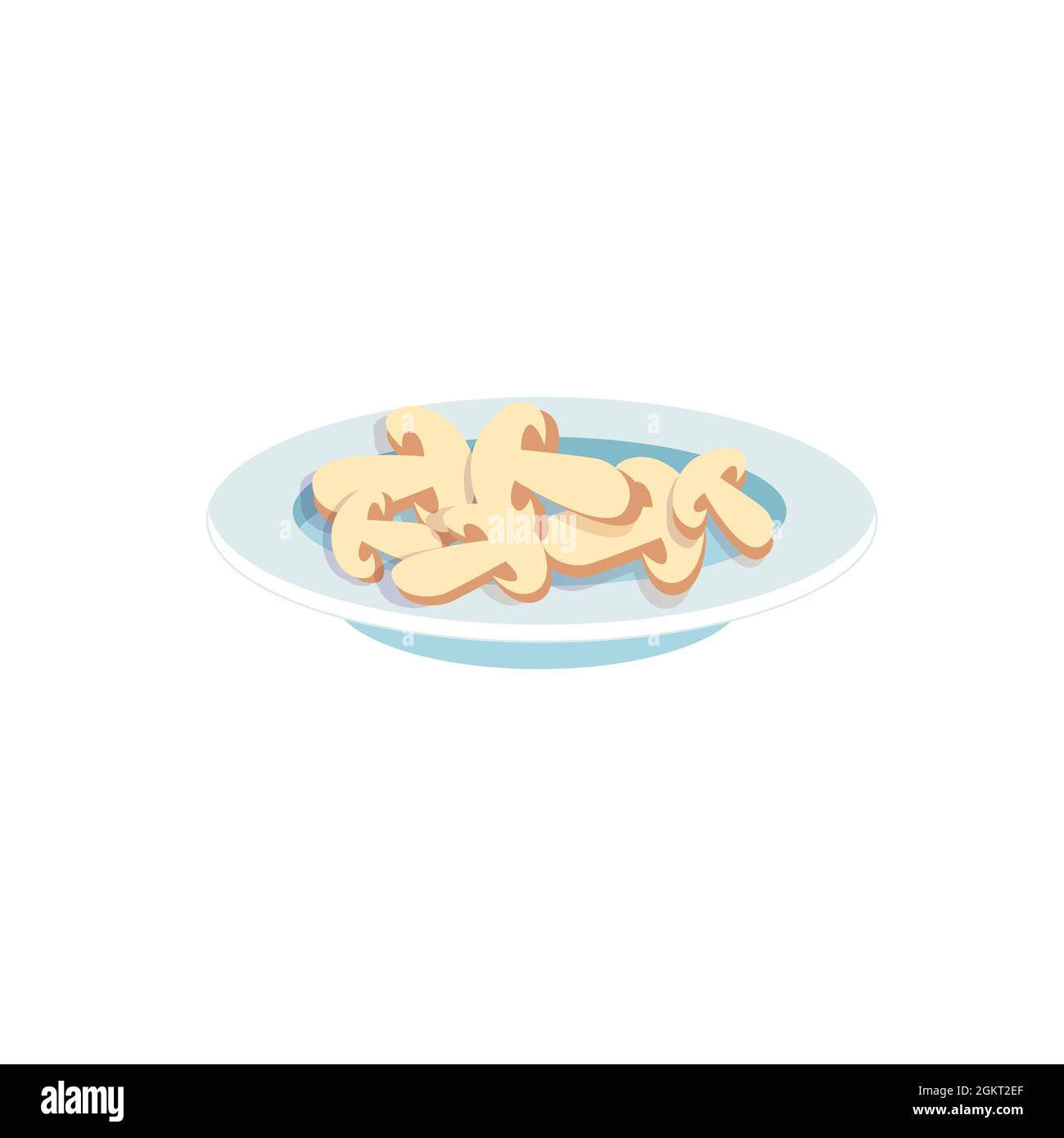 Flat cartoon chopped mushrooms on plate,balanced diet,healthy eating ...