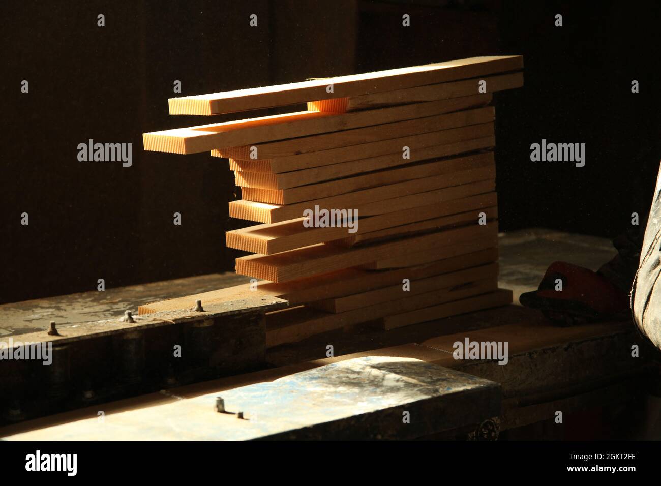 Wooden boards in the carpenter's workshop Stock Photo - Alamy