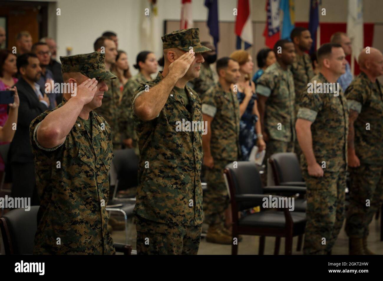 U.S. Marine Corps Lt. Col. Michael E. Feuquay, left, outgoing ...