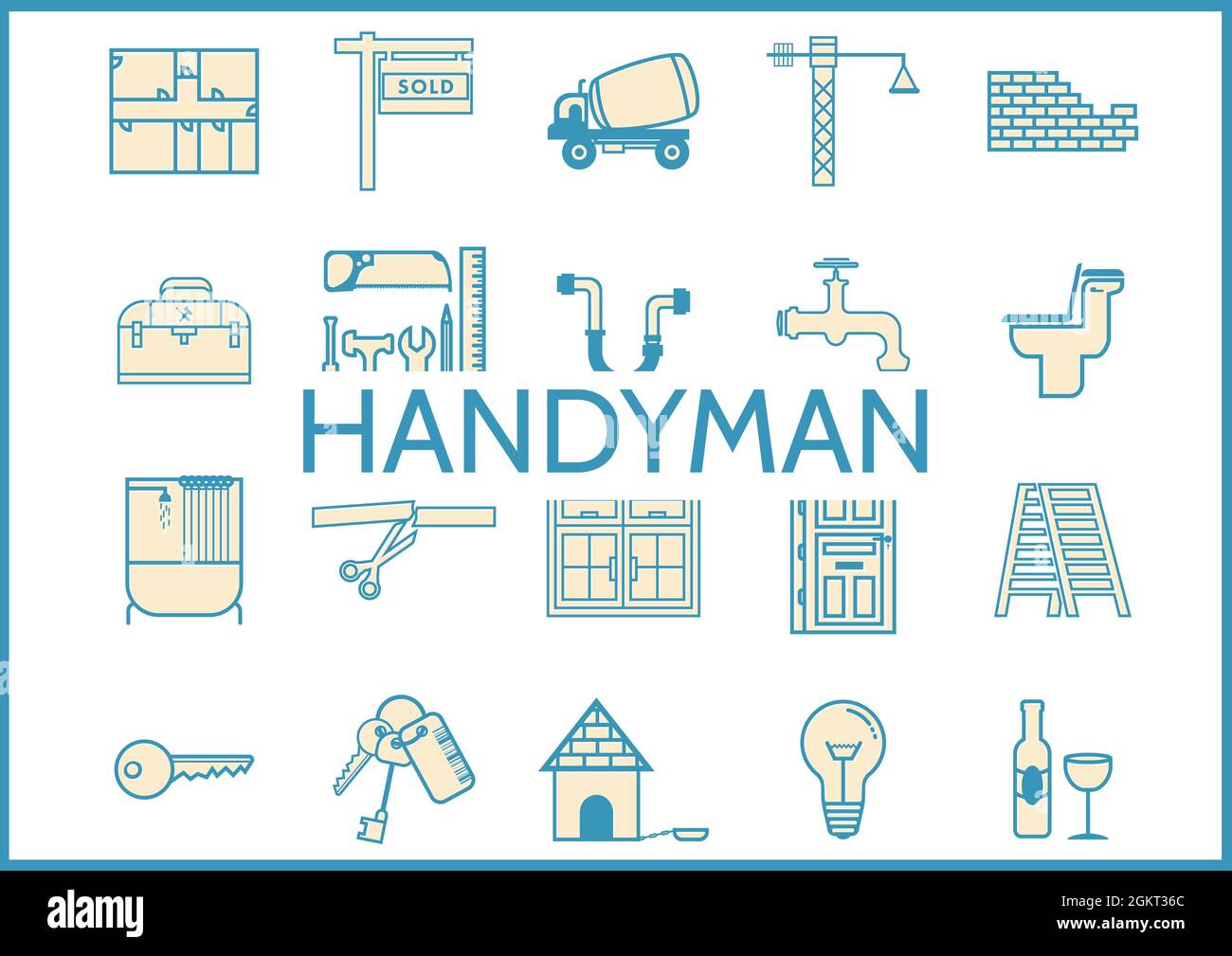 Digitally generated image of handyman text over construction concept ...