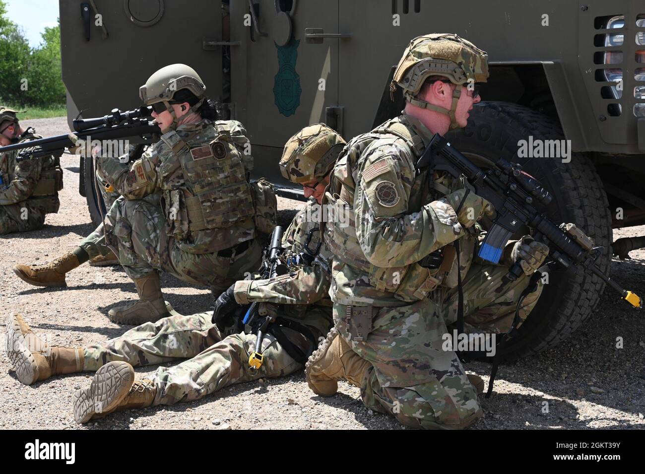 U.S. Air Force members of the 219th Security Forces Squadron from left ...