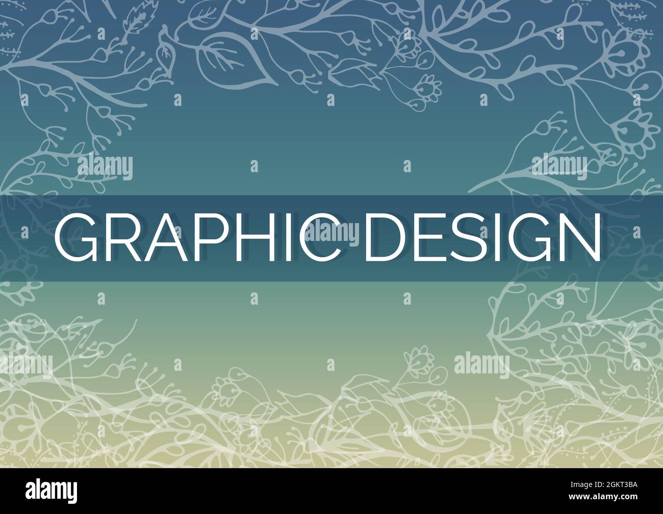 Graphic design text over floral designs on green gradient background ...