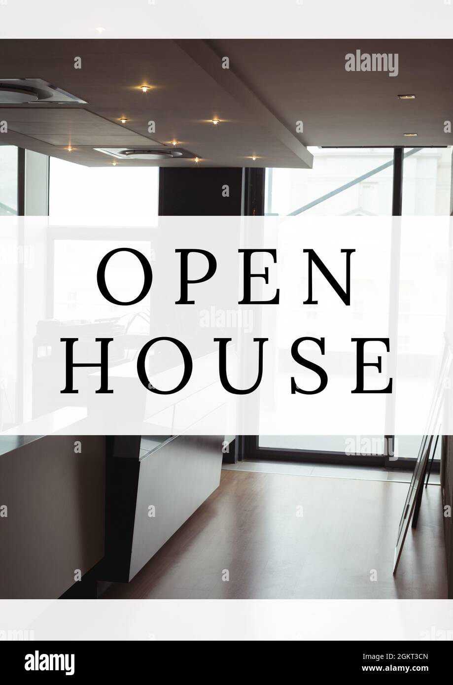 Open house text banner against interior of a modern house Stock Photo ...