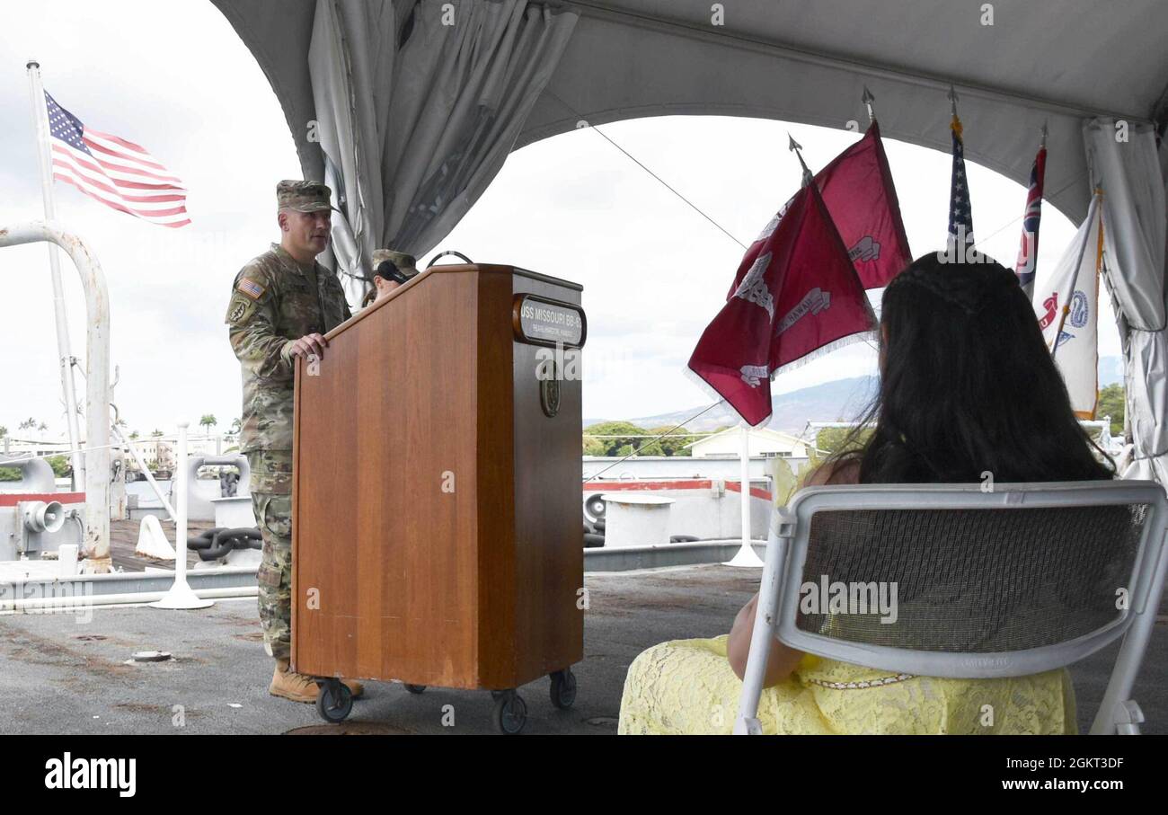 Lt. Col. Jered Little makes his final remarks as the commander of ...