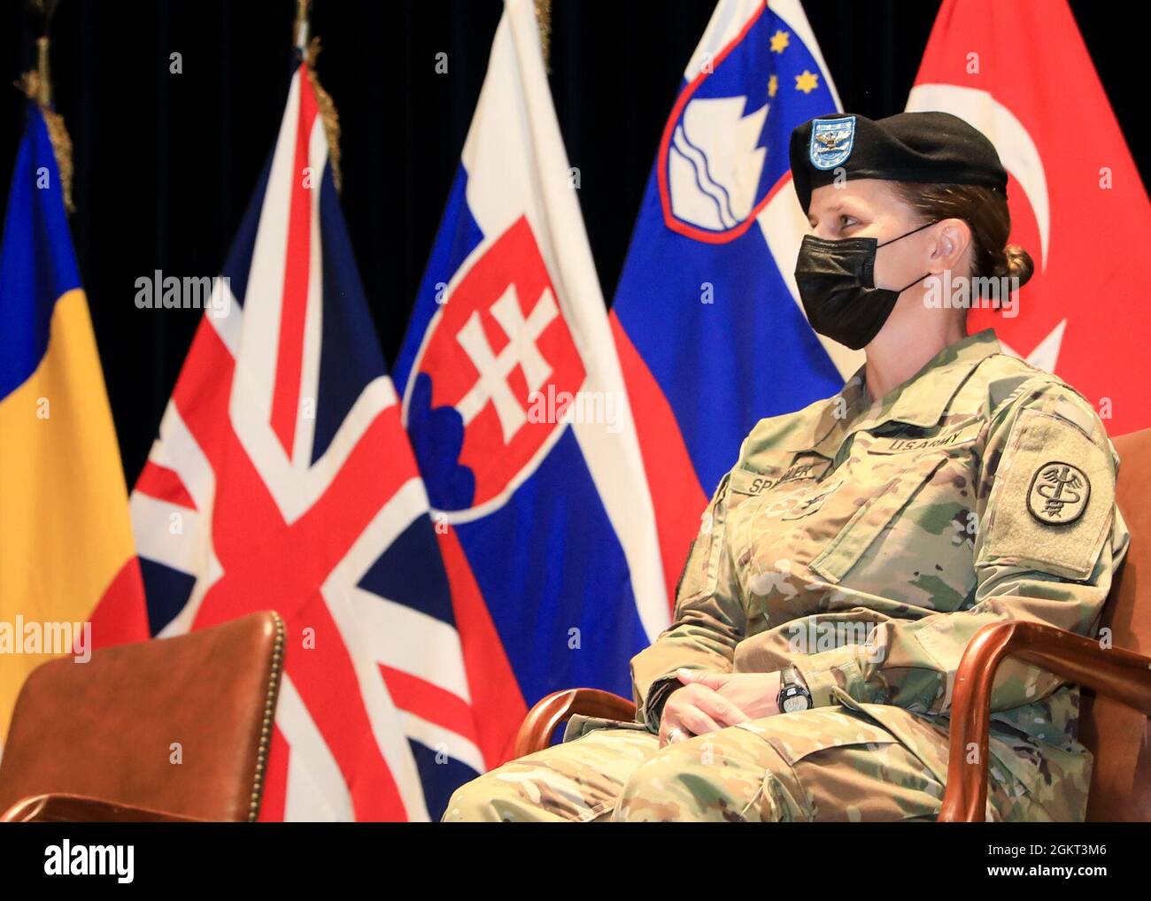 Mons, Belgium – U.S. Army Col. Kathleen G. Spangler listens to remarks ...