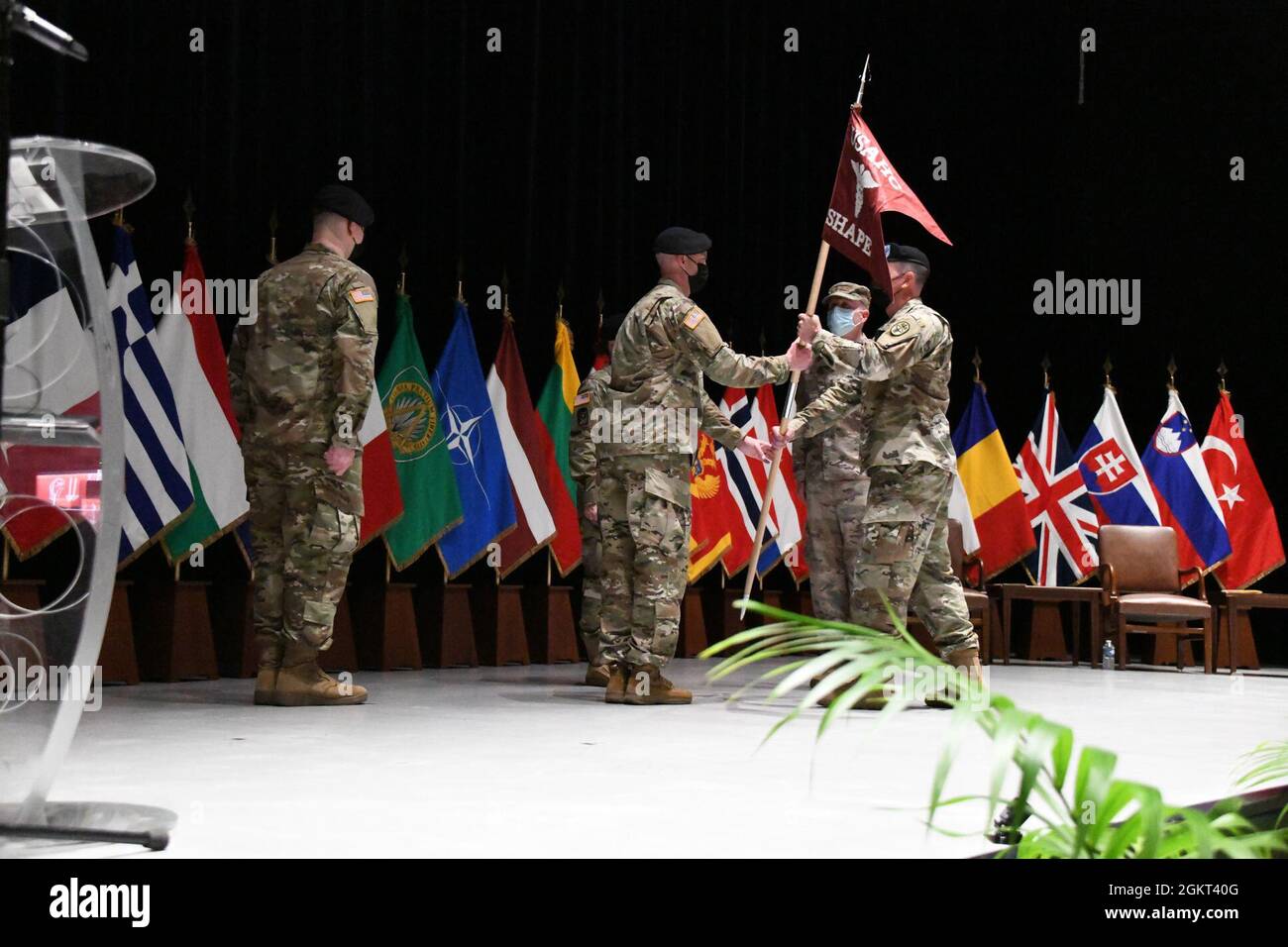U.S. Army, Col. Kathy Spangler, outgoing Commander Supreme Headquarters ...