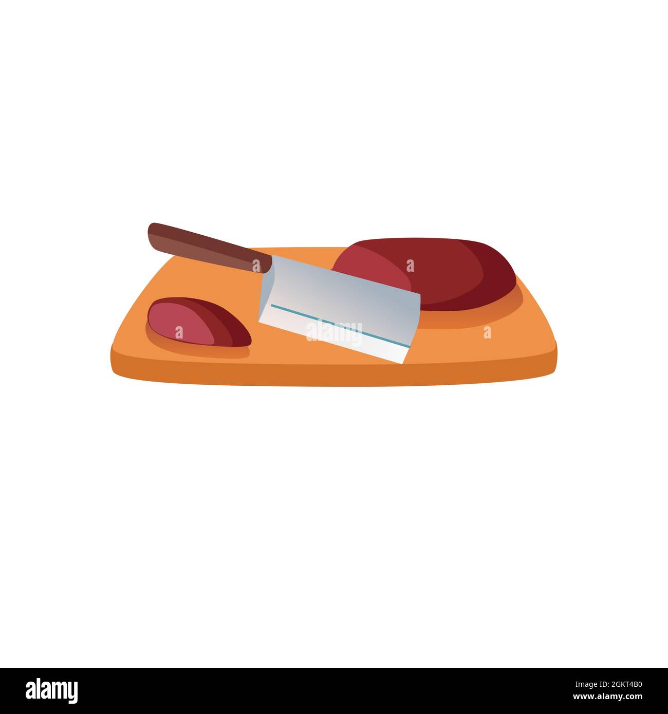 Flat cartoon pieces of meat on cutting board,balanced diet,healthy ...