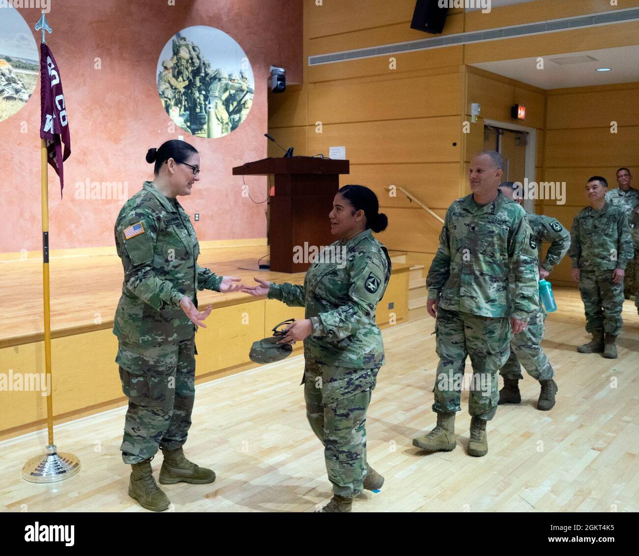 Soldiers line up to greet 1st Sgt. Elizabeth Marroquin, Headquarters ...