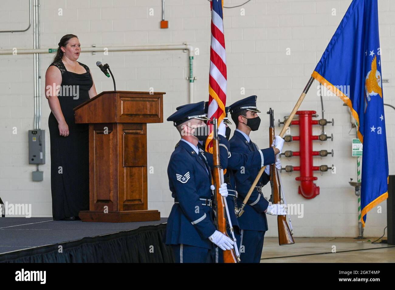 Little Rock Air Force Base Honor Guard members post the colors during ...