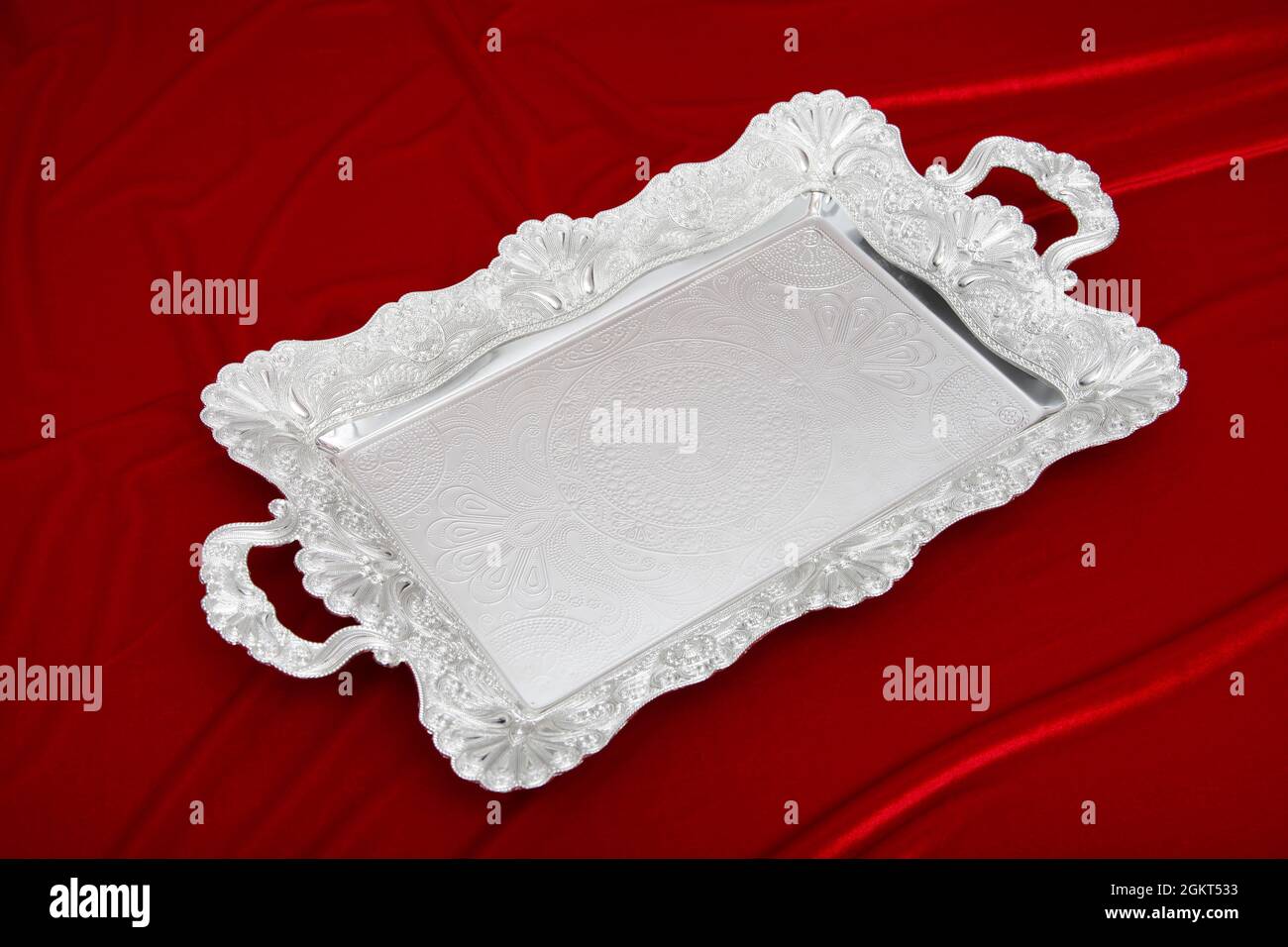 Antique silver tray is decorative and stylish Stock Photo - Alamy