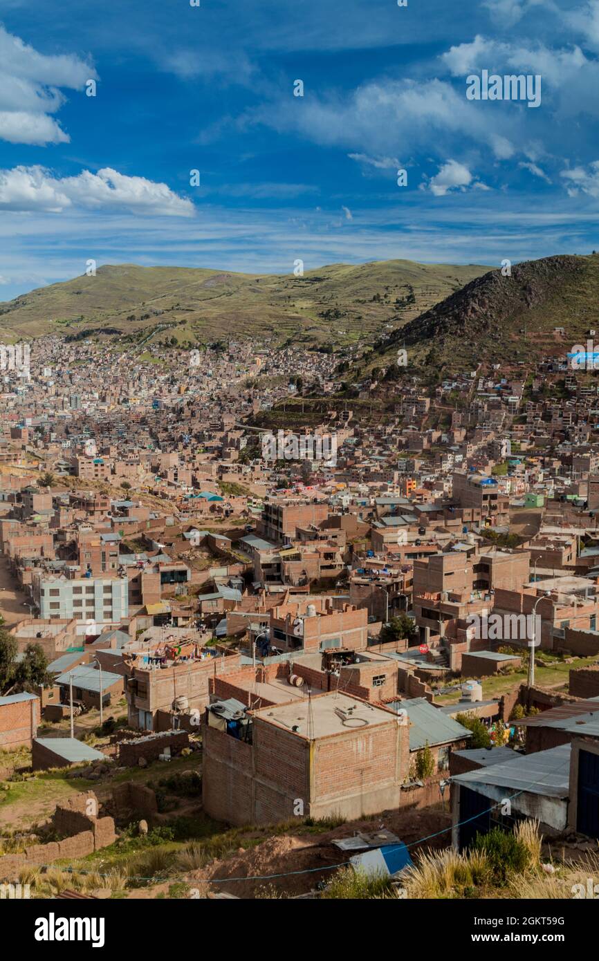 Aerial view of Puno, Peru Stock Photo - Alamy