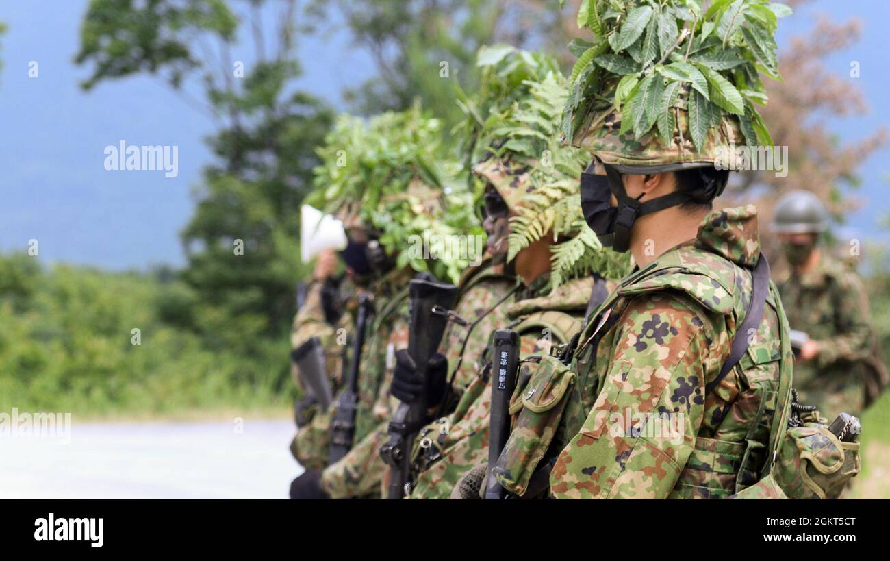 A member of Japan Ground Self-Defense Force’s 15th Rapid Deployment ...