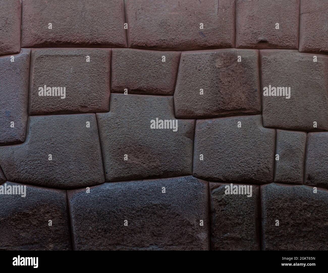 Detail of Inca's perfect stonework. Wall of former palace of Inca Roca ...