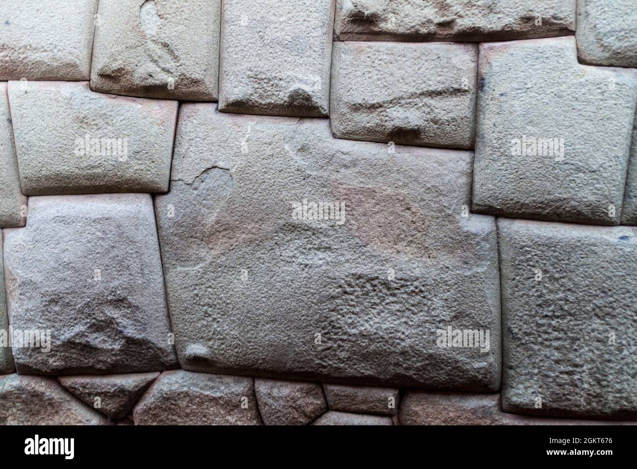 Detail of Inca's perfect stonework. Wall of former palace of Inca Roca ...
