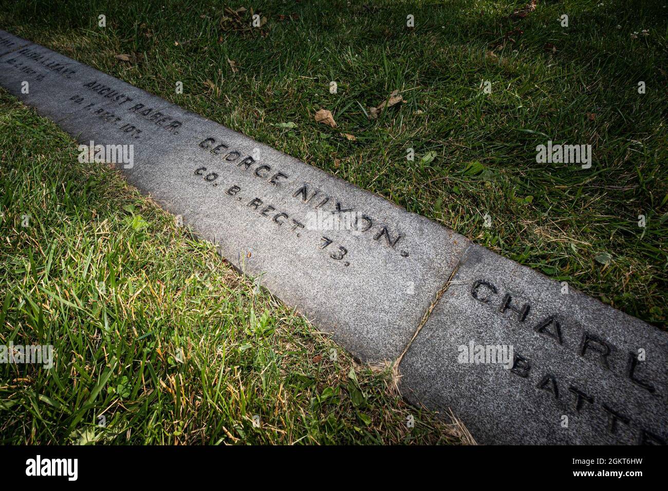 The grave stone of Private George Nixon at the Gettysburg National ...