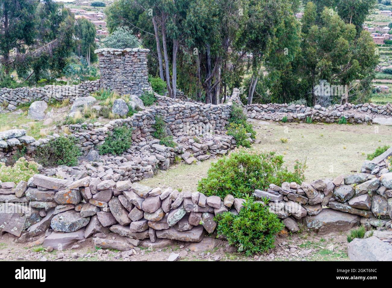 Walled fields on Taquile island in Titicaca lake, Peru Stock Photo - Alamy