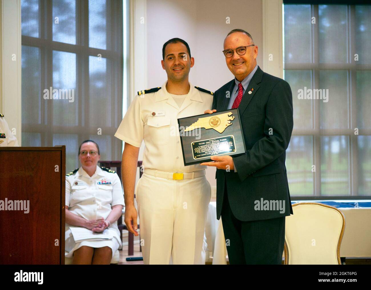 U.S. Navy Lieutenant Tameem Sbaiti presents guest speaker, Vice Admiral ...