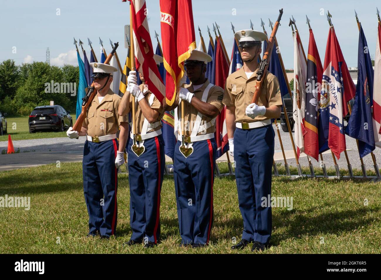 U.S. Marines Cpl. Stephen Mara, left, Sgt. Albert Gaston, center left ...