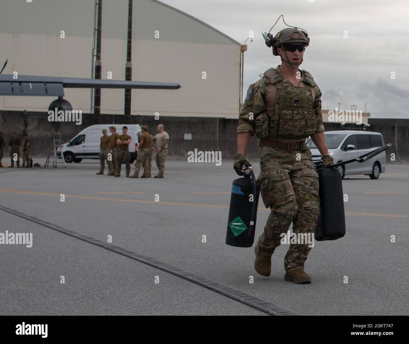 Senior Airman James Egan, A Forward Area Refueling Point team member ...