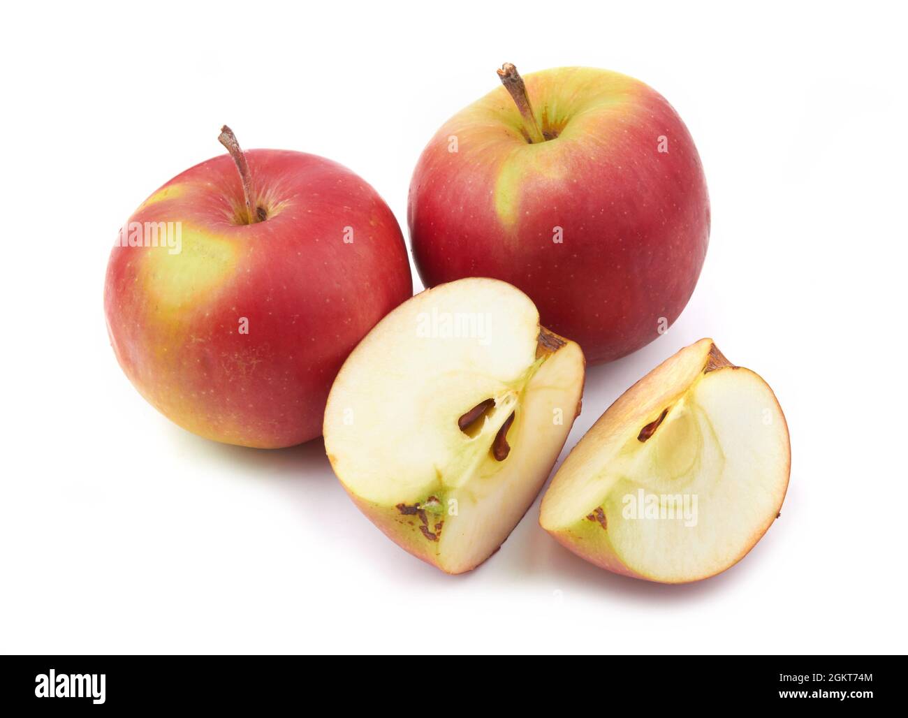 Parts of red apple isolated on white background Stock Photo - Alamy