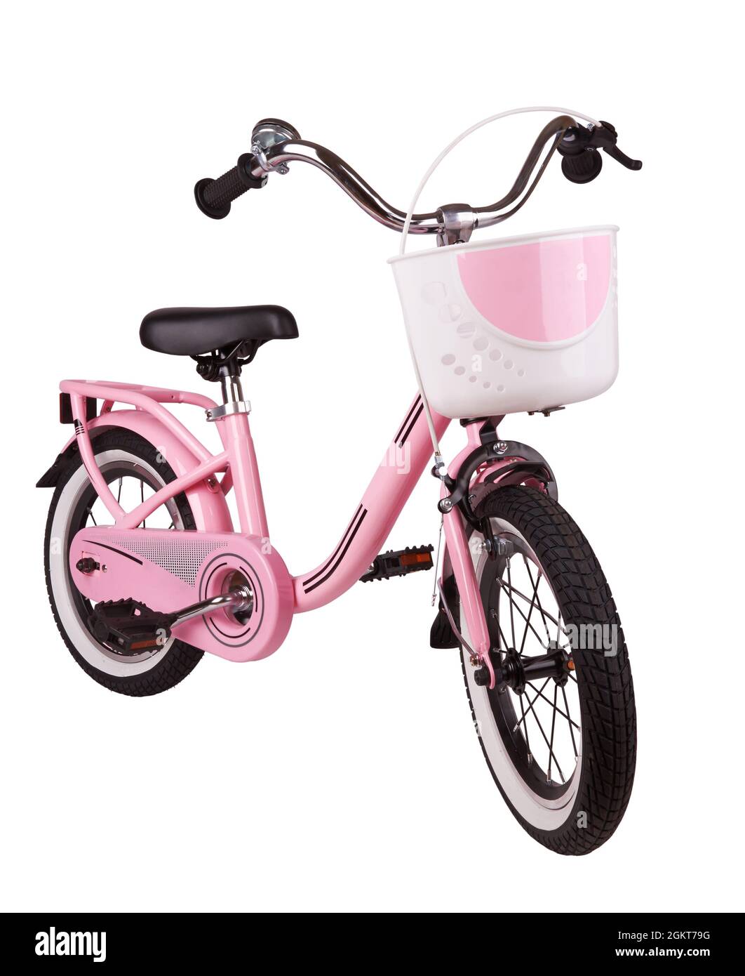 Pink kids bike isolated on a white background Stock Photo - Alamy