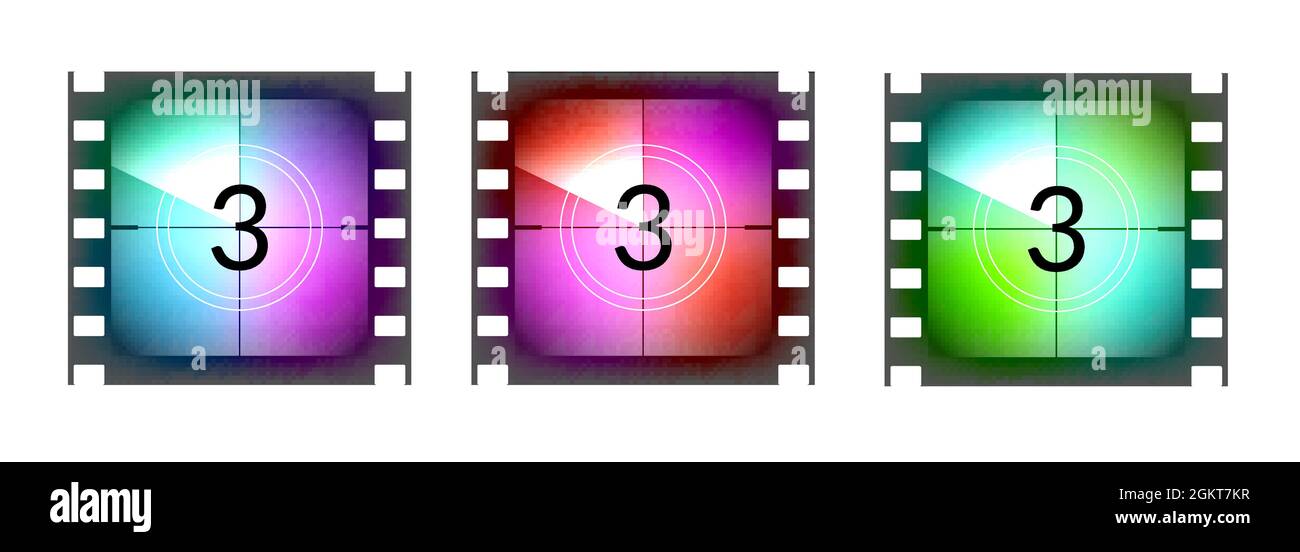 Film strip countdown movie number cinema vintage vector old frame ...