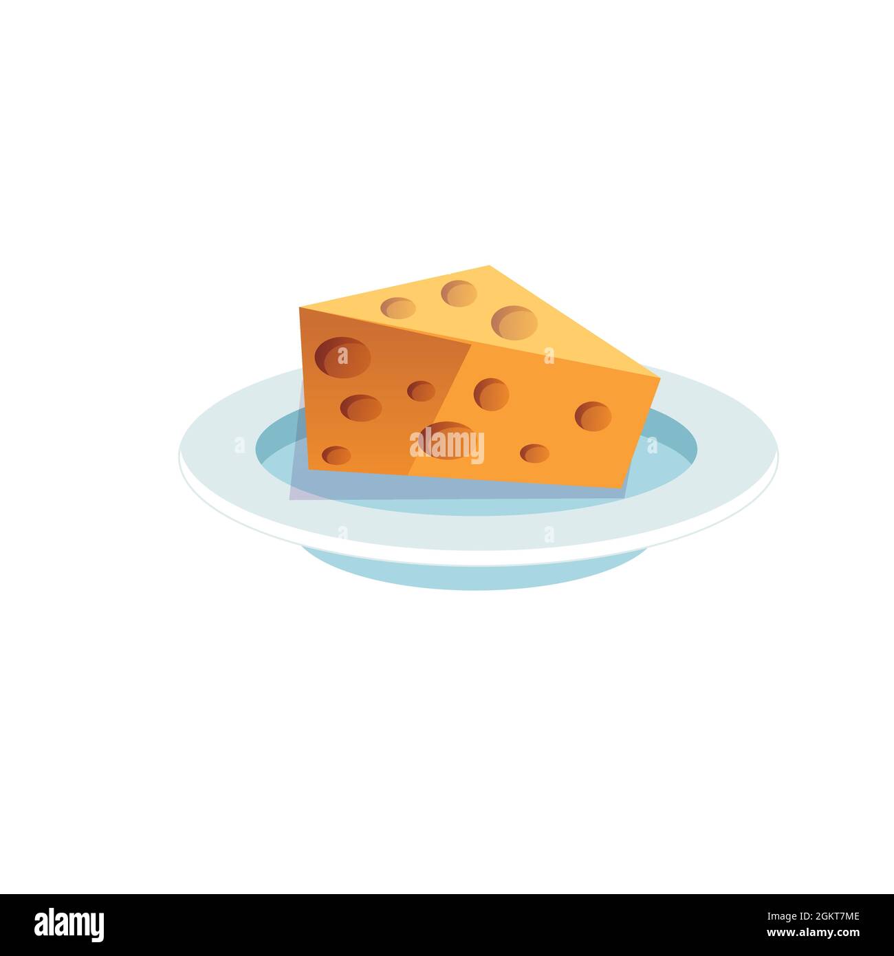 Flat cartoon piece of cheese on plate,balanced diet,healthy breakfast ...