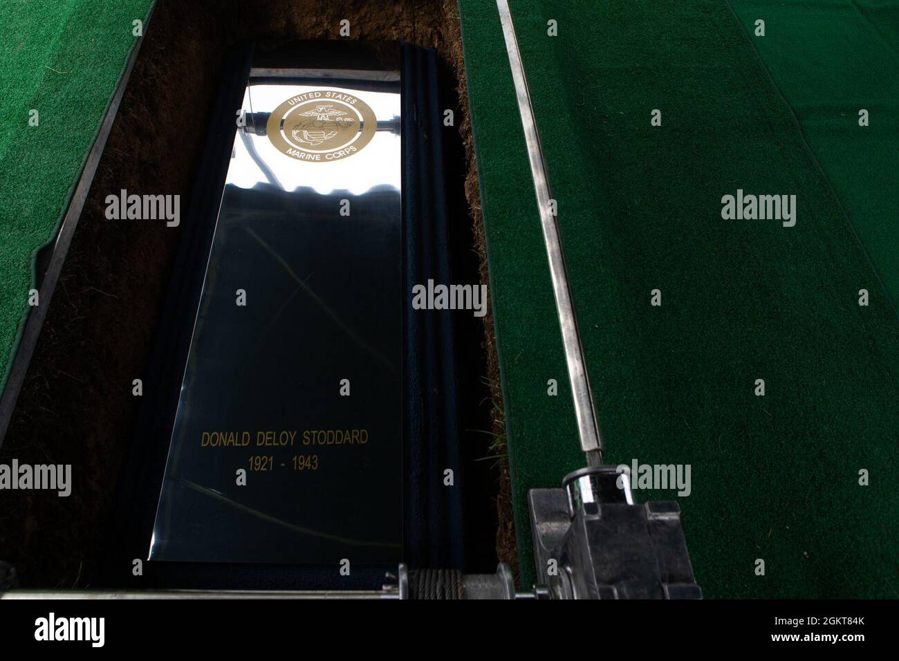 The casket for U.S. Marine Corps Sgt. Donald D. Stoddard lays in the ...