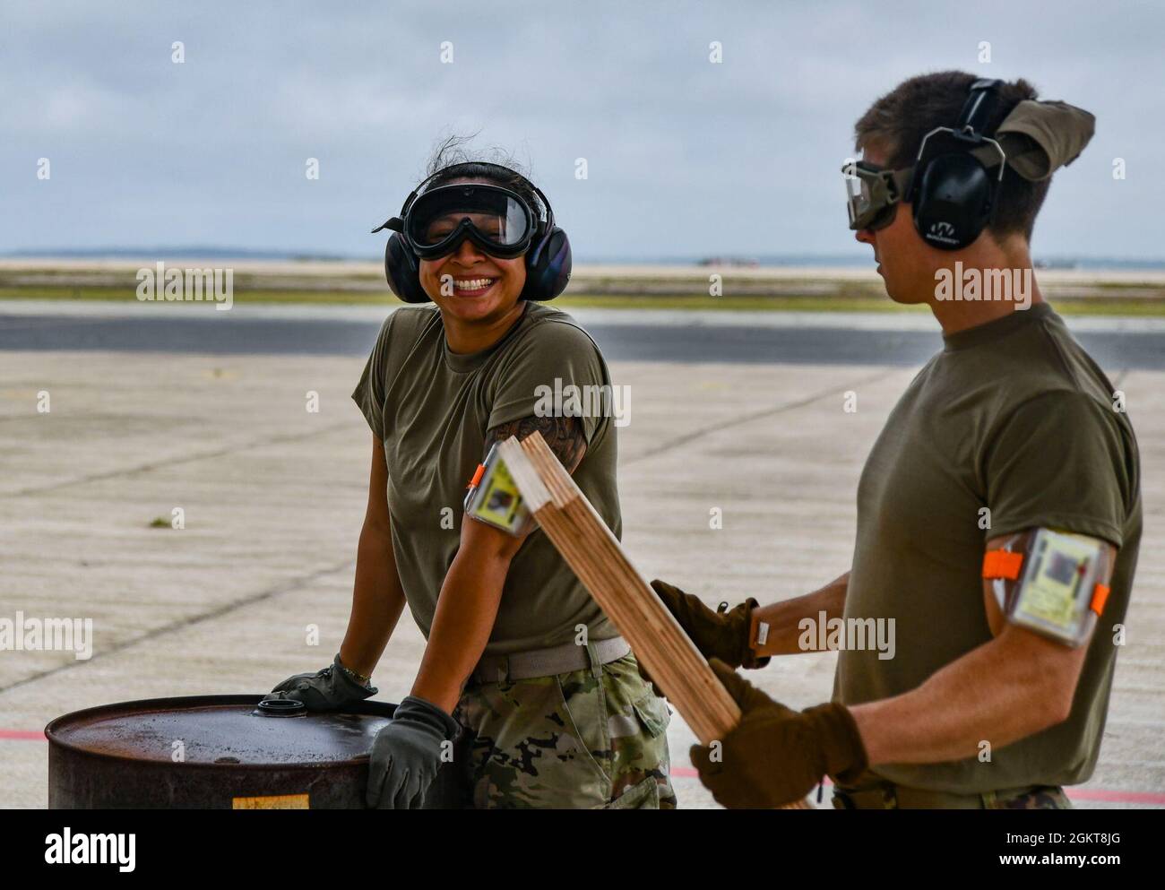 U.S. Air Force Staff Sgt. Laura Vigil (left) and Staff Sgt. Trevor ...