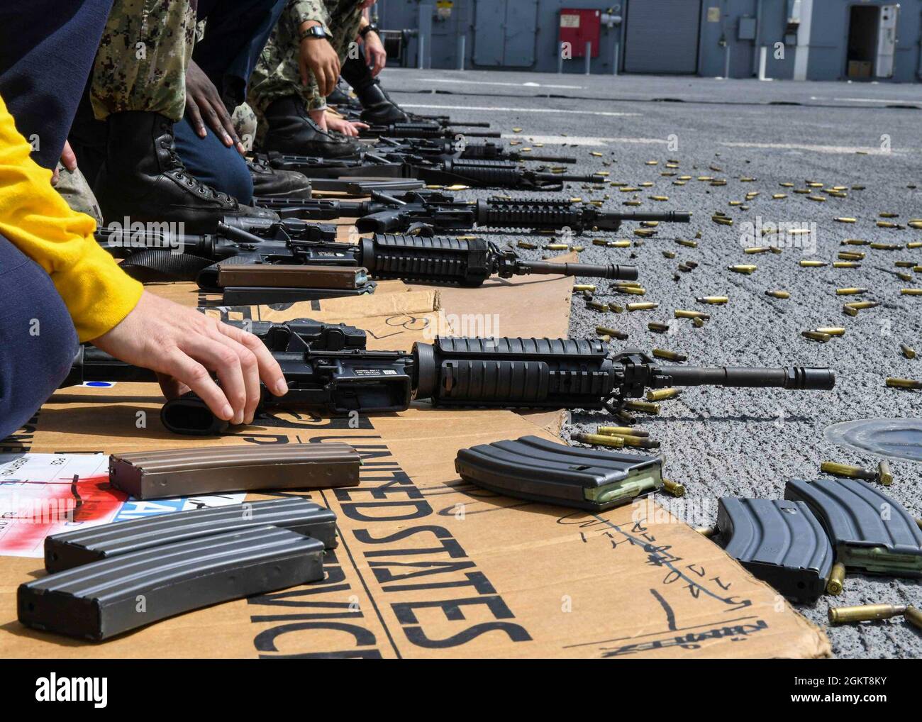 ATLANTIC OCEAN (JUNE 26, 2021) Sailors participate in an M4 rifle ...