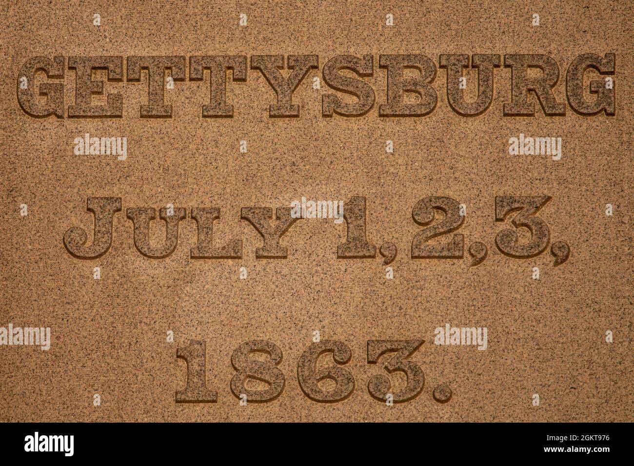 A sign denoting the dates of the Battle of Gettysburg, July 1, 2, 3 ...