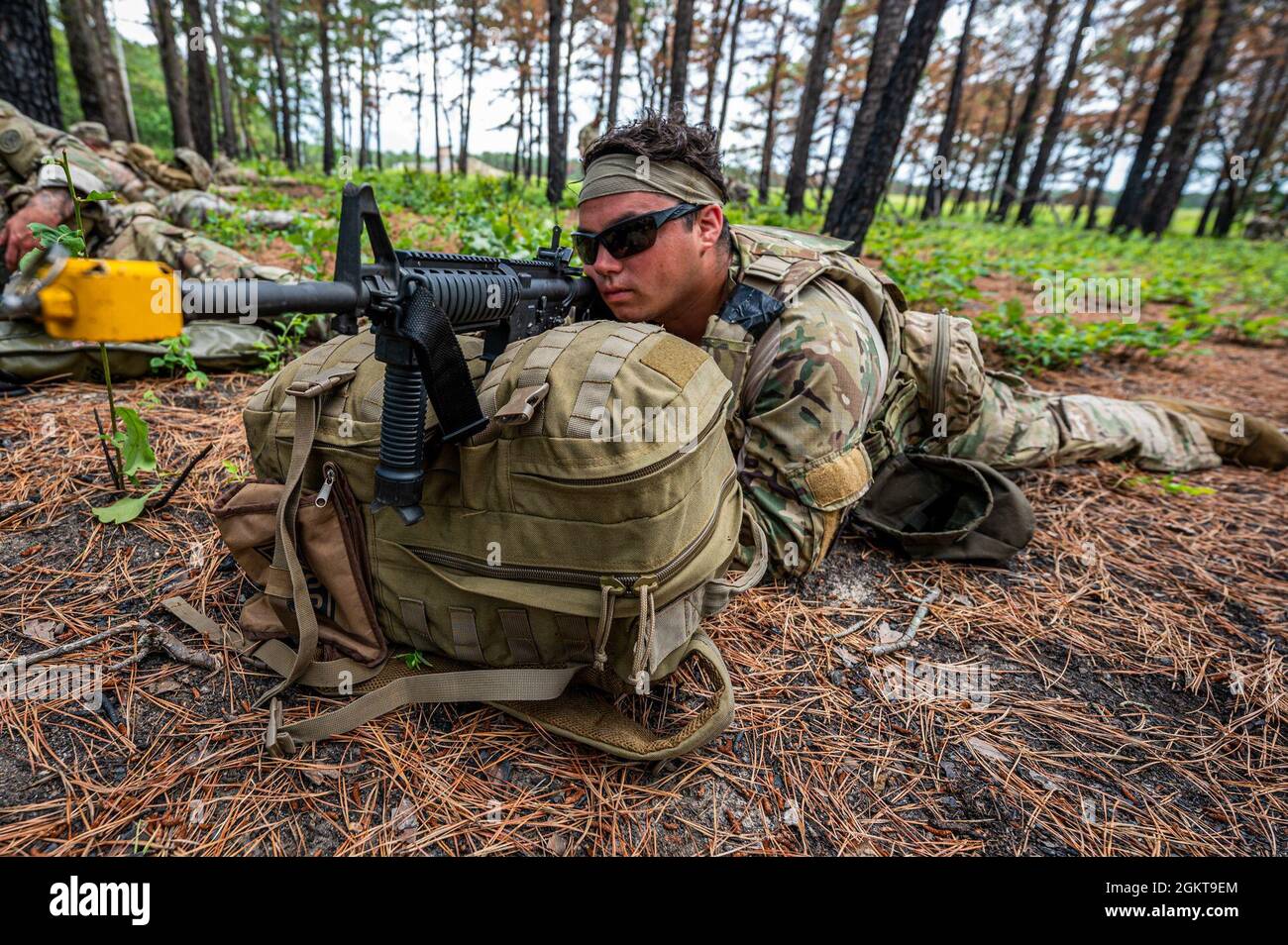 U.S. Army Soldiers post security during a situational training exercise ...
