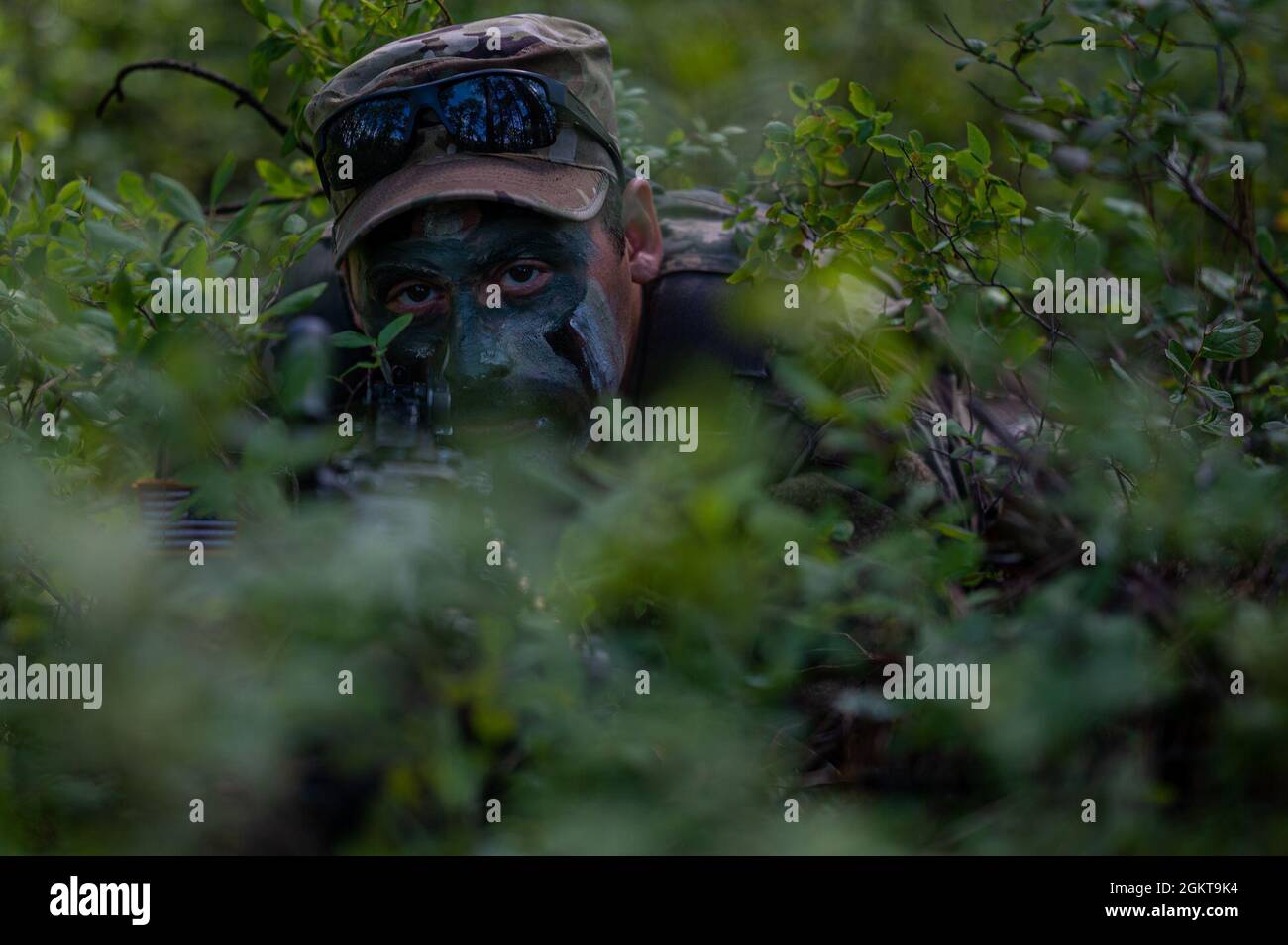 U.S. Army Soldiers post security during a situational training exercise ...