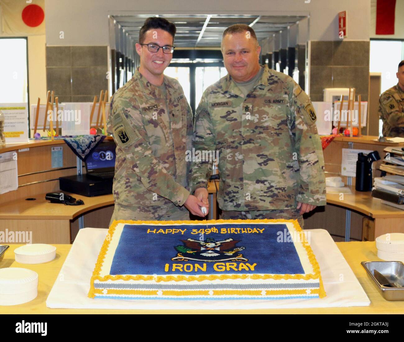 U.S. Army Soldiers assigned to Task Force Iron Gray gather to celebrate ...