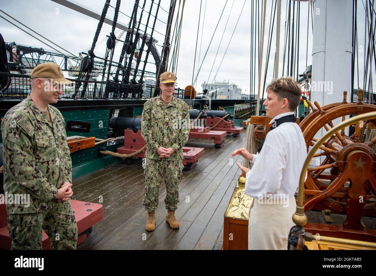 BOSTON (June 27, 2021) Rear Adm. Tim Weber, center, commander, Naval ...