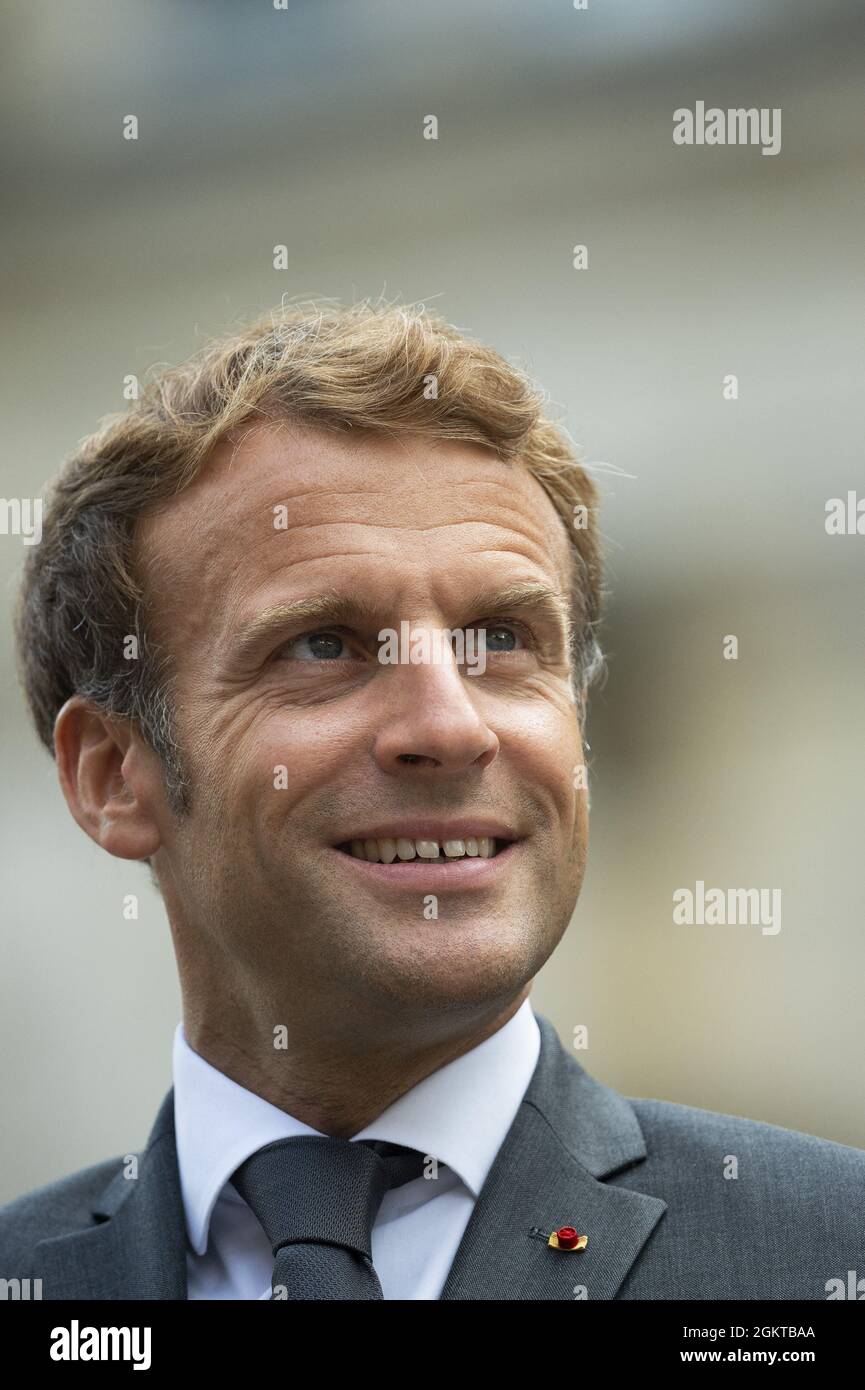 Portrait : French President Emmanuel Macron at the Fontainebleau's ...