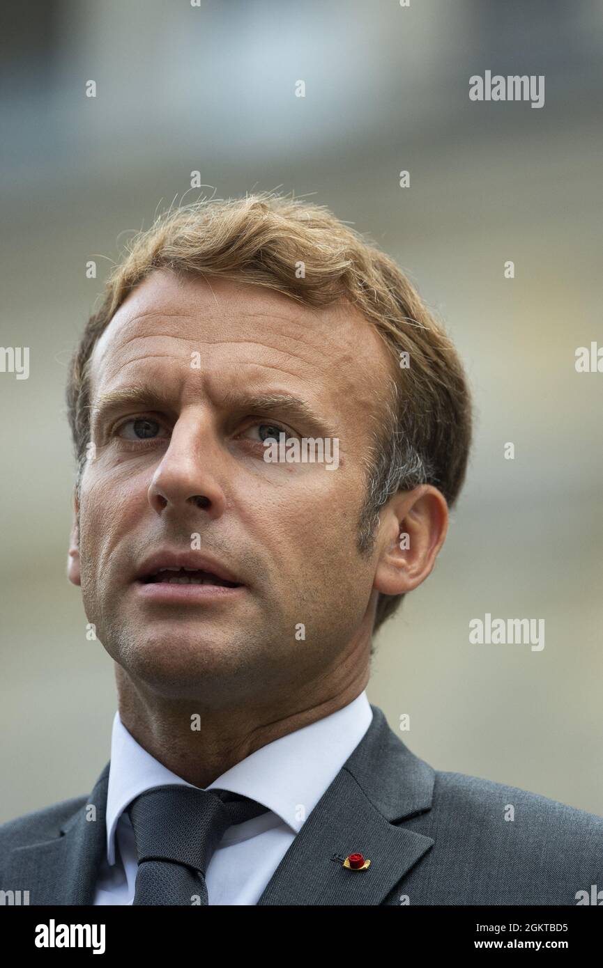 Portrait : French President Emmanuel Macron at the Fontainebleau's ...