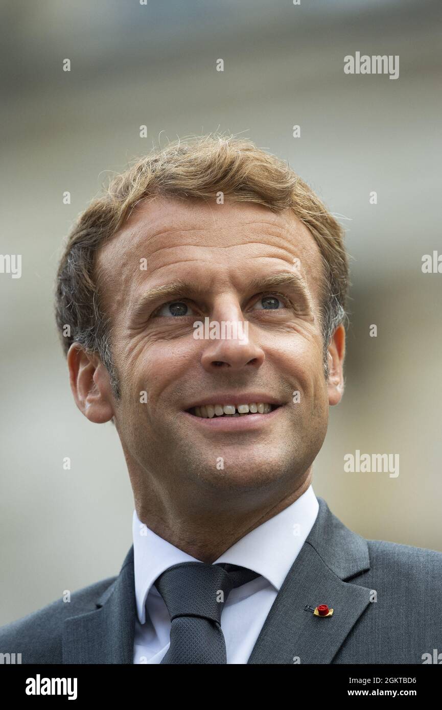 Portrait : French President Emmanuel Macron at the Fontainebleau's ...
