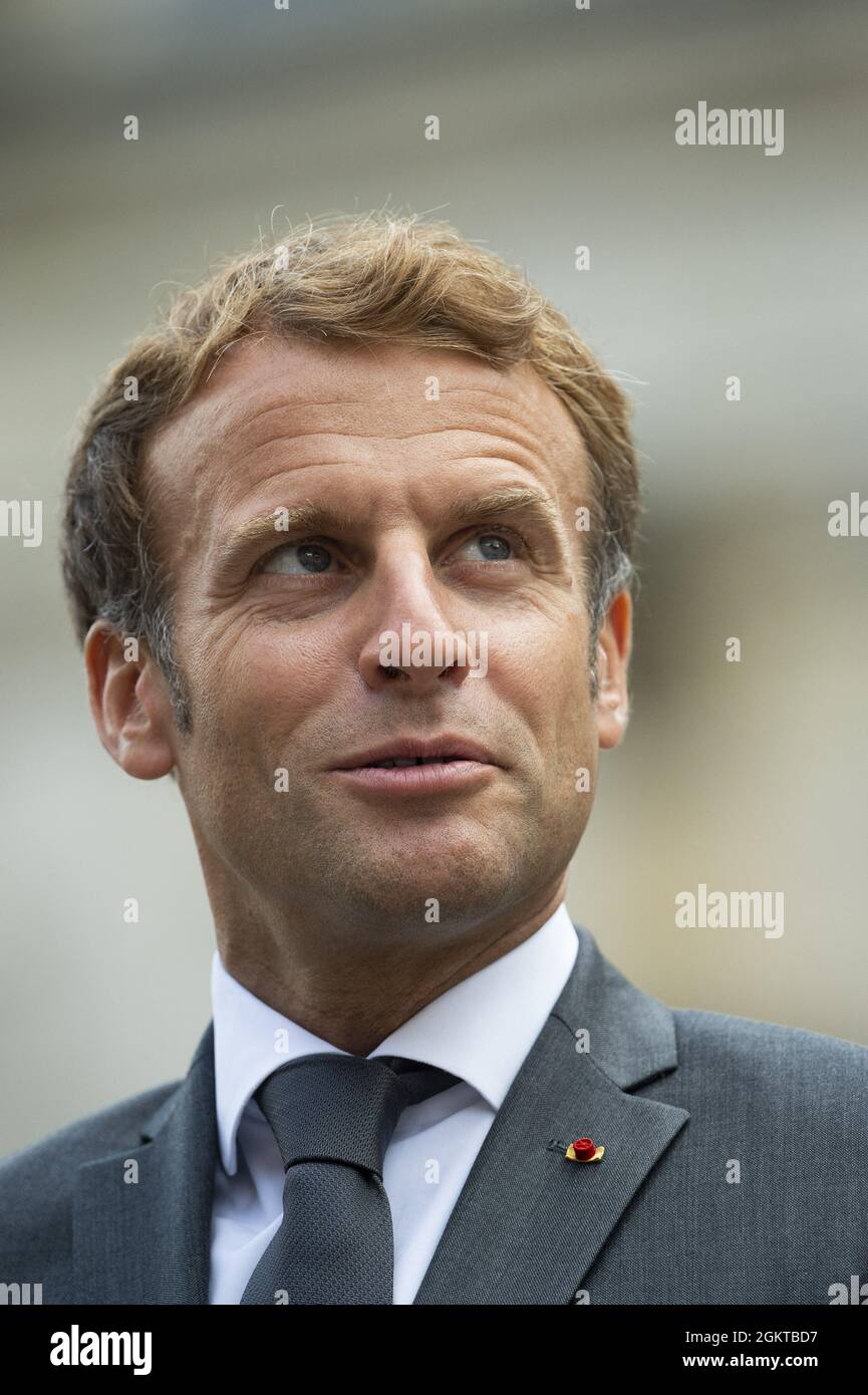 Portrait : French President Emmanuel Macron at the Fontainebleau's ...