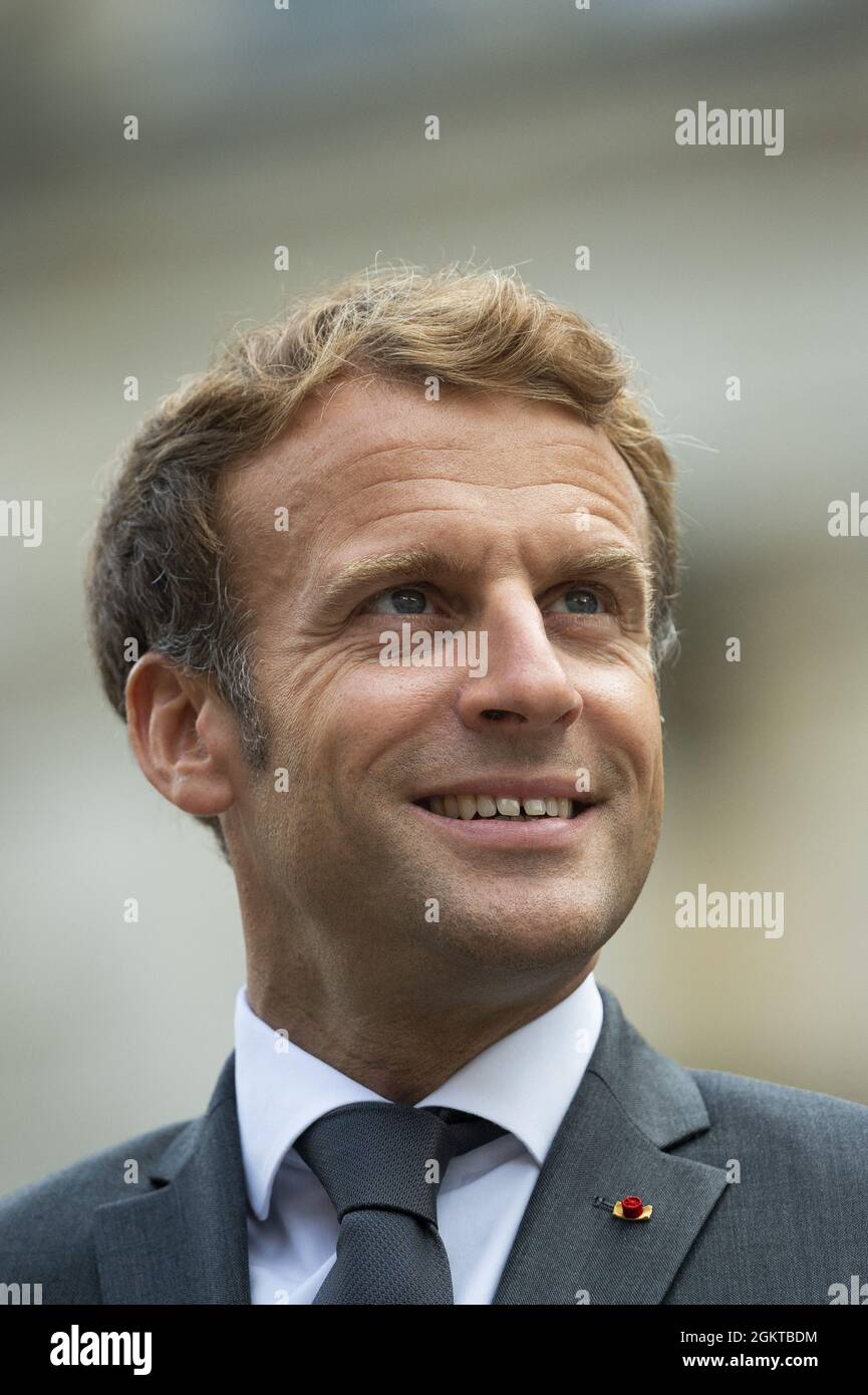 Portrait : French President Emmanuel Macron at the Fontainebleau's ...