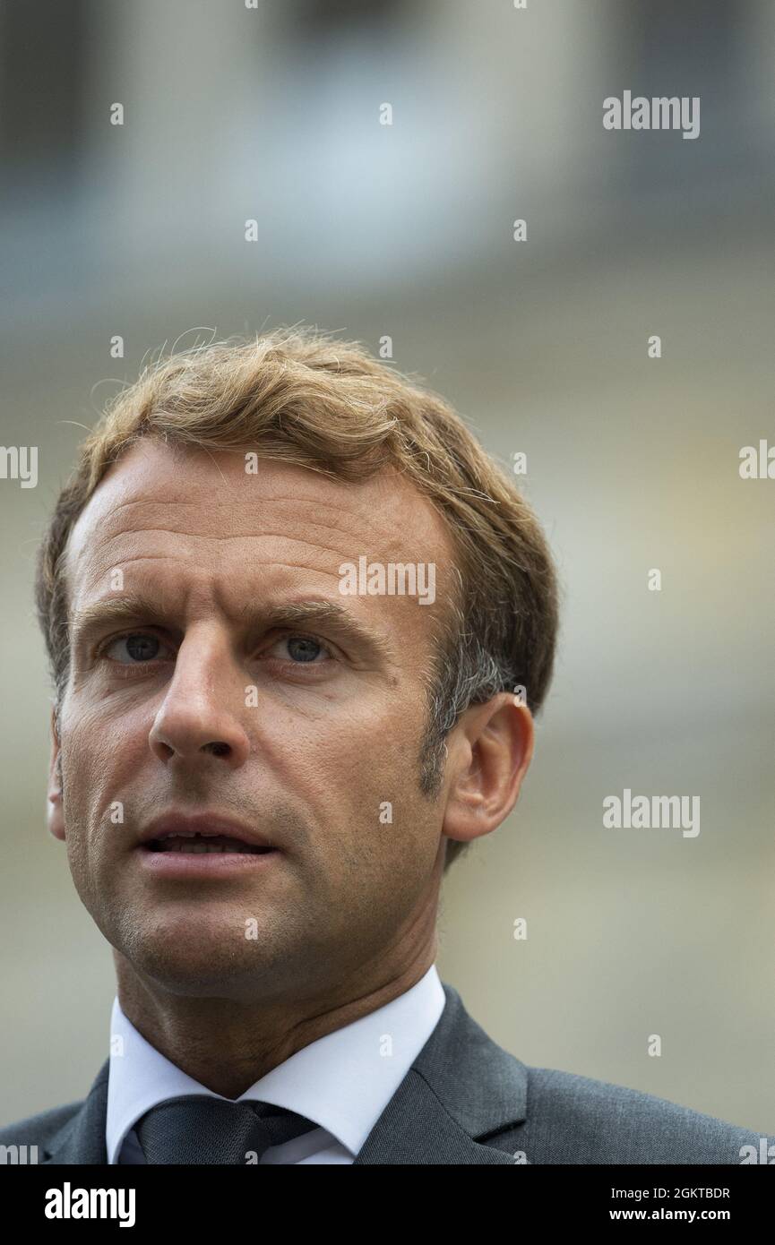 Portrait : French President Emmanuel Macron at the Fontainebleau's ...