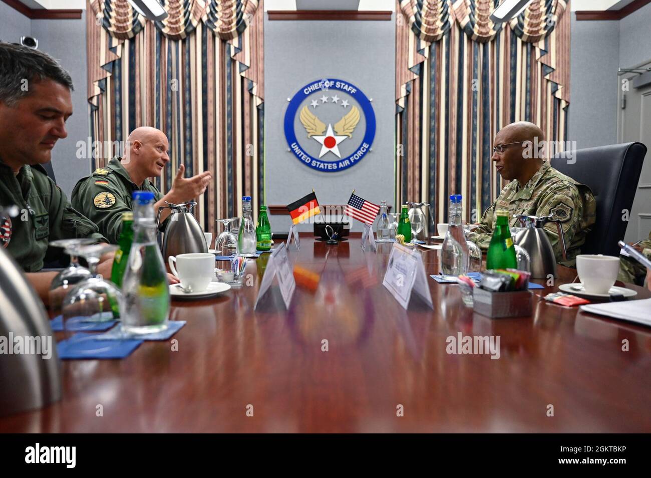 Lt. Gen. Ingo Gerhartz, chief of the German air force, speaks with Air ...