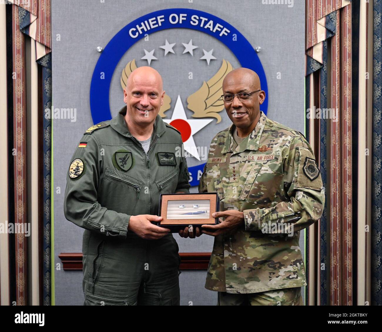 Air Force Chief of Staff Gen. CQ Brown, Jr. poses with Lt. Gen. Ingo ...