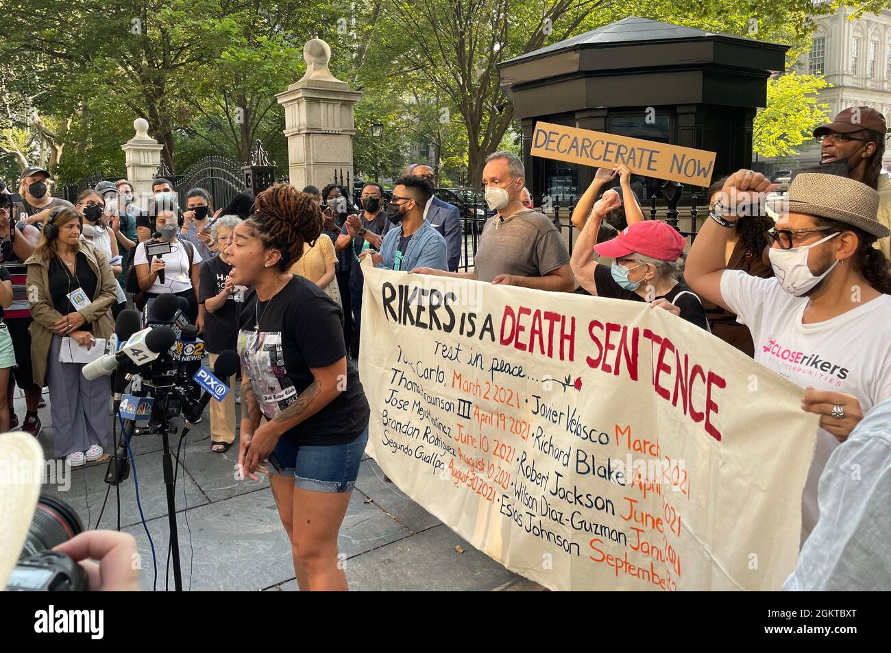 New York, NY, USA. 15th Sep, 2021. Emergency Rally to Deincarcerate ...