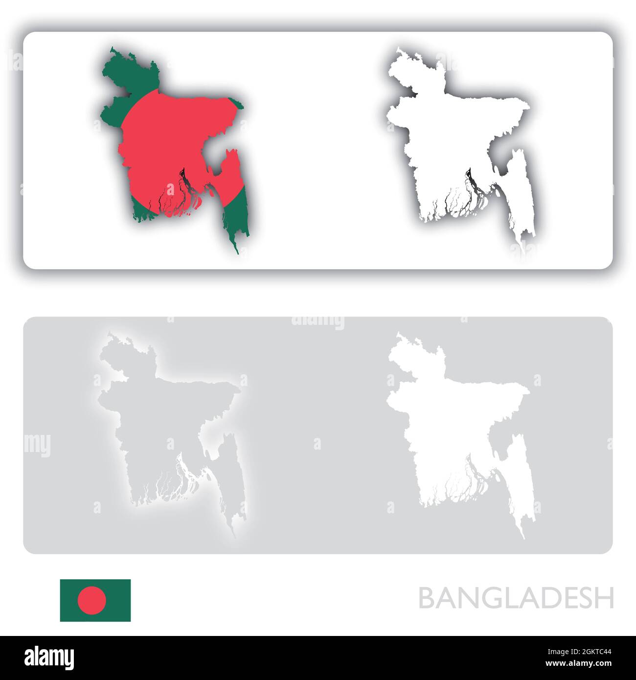 bangladesh map with flag and shadow on white and grey background Stock ...