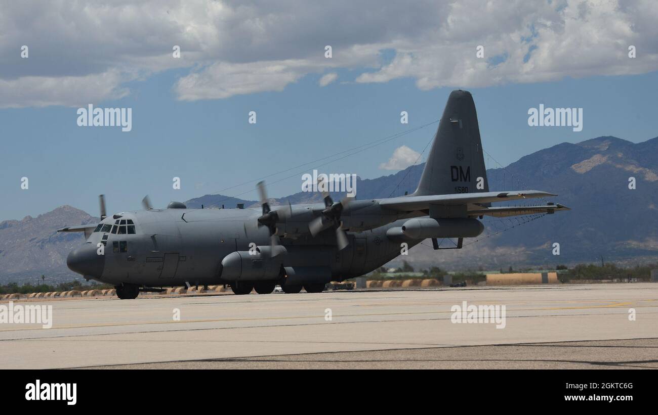 A U.S. Air Force EC-130H Compass Call taxis down the flight line during ...