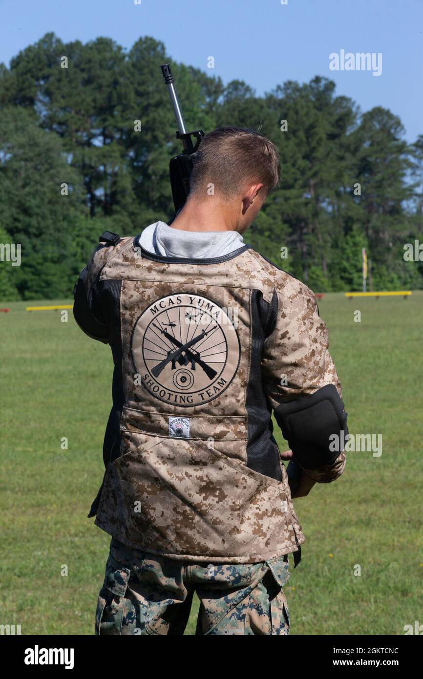 A U.S. Marine with the Marine Corps Air Station Yuma Shooting Team ...